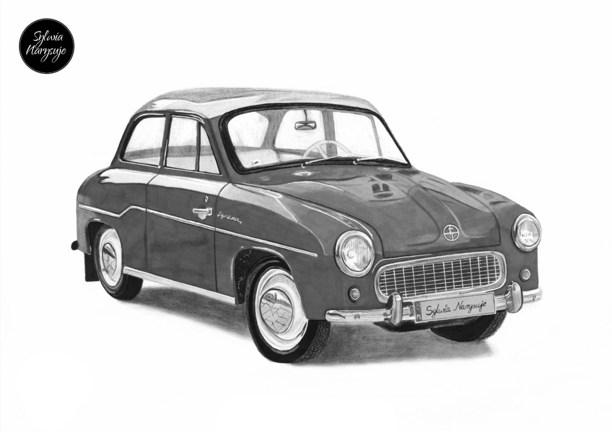 Plakat motoryzacyjny - FSO Syrena 103 - SylwiaNarysuje.pl